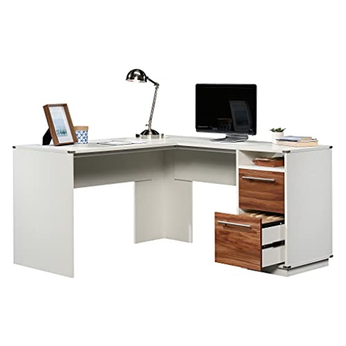 Sauder Vista Key L-Desk, L: 59.65" x W: 54.21" x H: 30.16", Pearl Oak Finish