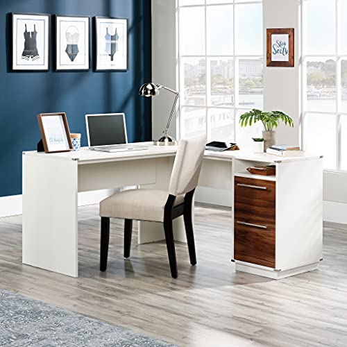 Sauder Vista Key L-Desk, L: 59.65" x W: 54.21" x H: 30.16", Pearl Oak Finish