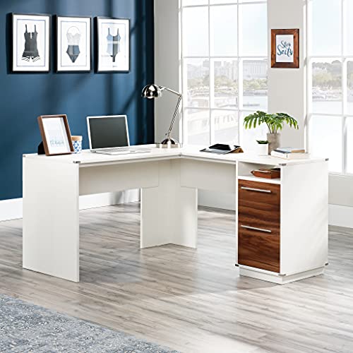 Sauder Vista Key L-Desk, L: 59.65" x W: 54.21" x H: 30.16", Pearl Oak Finish