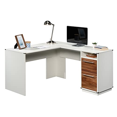 Sauder Vista Key L-Desk, L: 59.65" x W: 54.21" x H: 30.16", Pearl Oak Finish