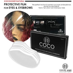 COCO-HONEY (100 PCS) Cocohoney Face Film Cover Shields Visors, Disposable Face Shields for Hairspray Salon Supplies, Microblading, Permanent Makeup, Shower, and Eyebrows Eyelash Extensions Eye Eyelid