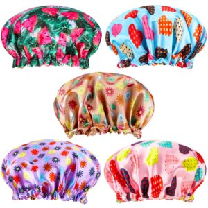 5 pieces kids satin bonnet adjustable baby bonnet sleeping cap soft flower night hats reversible double layer satin night cap for teens toddler children multicoloured