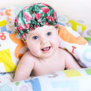 5 Pieces Kids Satin Bonnet Adjustable Baby Bonnet Sleeping Cap Soft Flower Night Hats Reversible Double Layer Satin Night Cap for Teens Toddler Children Multicoloured