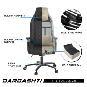 Atlantic Dardashti Gaming/Executive Chair –Molded Cold-Cure Foam, ANSI/BIFMA X5.1 Tested, Class-4 Heavy-Duty Gas Piston, 350 lbs. Weight Load, 8-Way Arm Rests, PN 78050356 – Black and Midnight