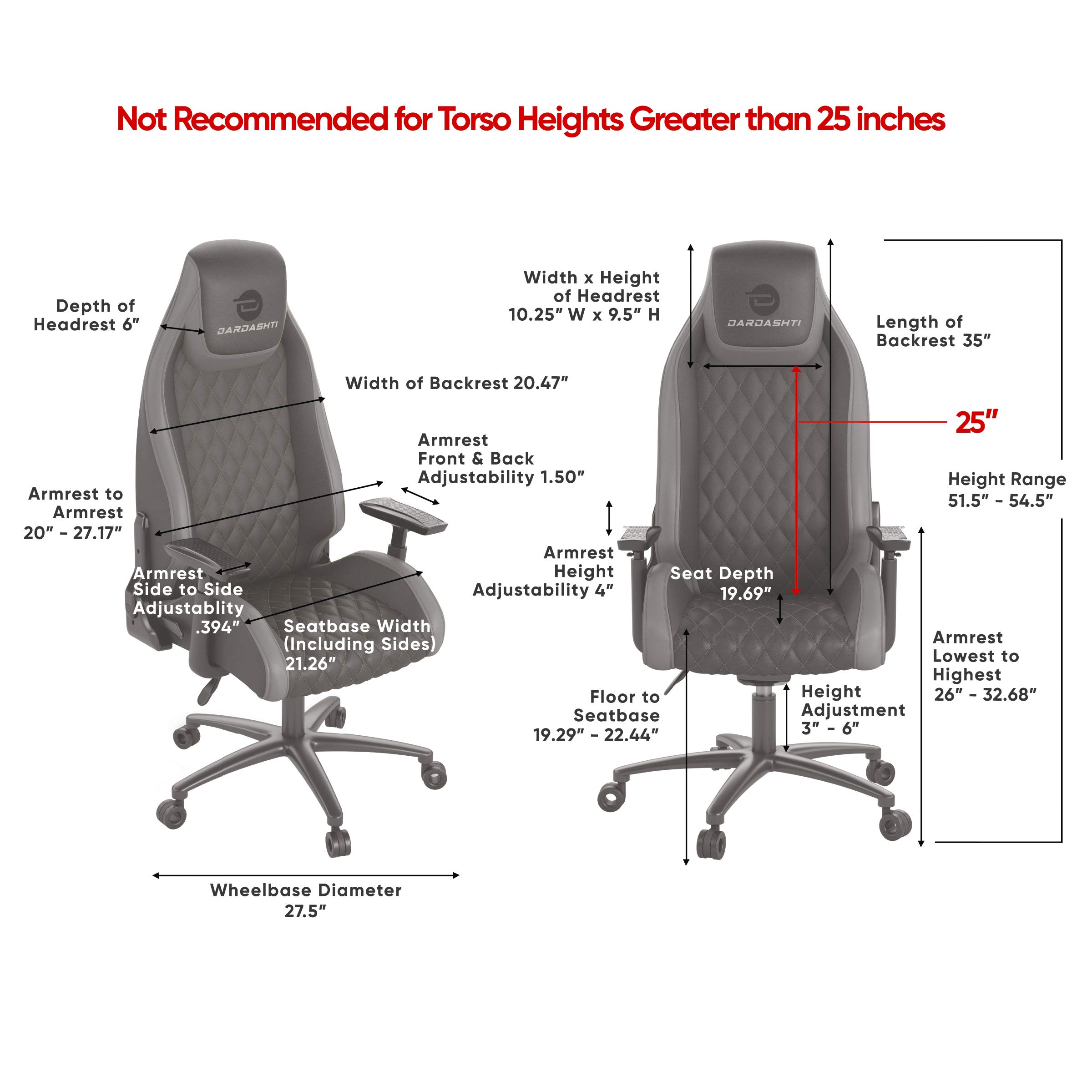 Atlantic Dardashti Gaming/Executive Chair –Molded Cold-Cure Foam, ANSI/BIFMA X5.1 Tested, Class-4 Heavy-Duty Gas Piston, 350 lbs. Weight Load, 8-Way Arm Rests, PN 78050356 – Black and Midnight