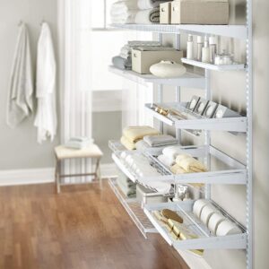 Rubbermaid, White Fasttrack Closet Slide-Out Tiered Organizing Shelf, 2060354