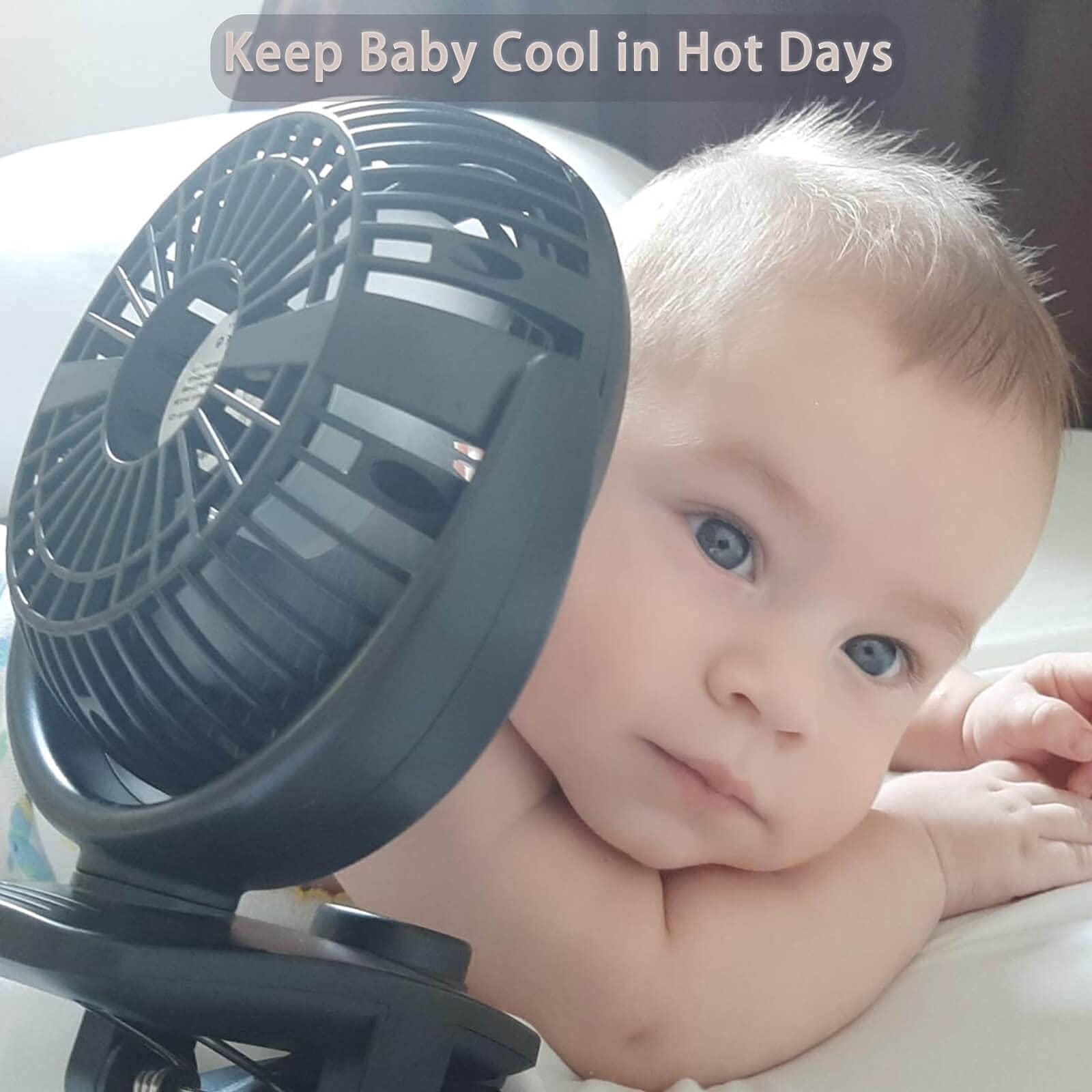 Baby Fan for Stroller, 10000mAh Rechargeable Battery Operated 7 Inch Clip On Fan, Auto Oscillating Golf Cart Fan, 360 Rotation Hanging Desk Fan for Baby Car Travel Home Office Camping Library