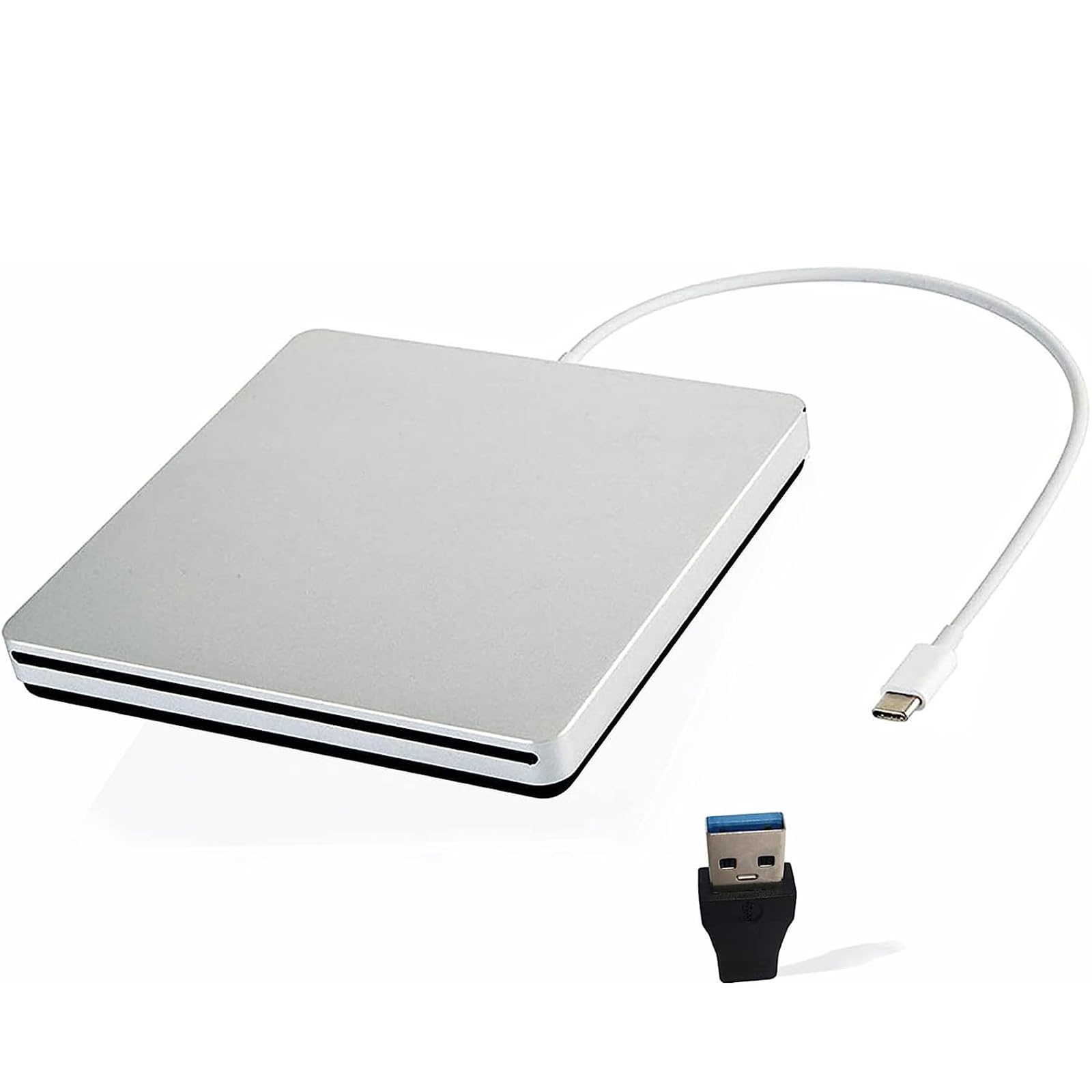 VikTck External CD DVD Drive USB C Ultra Slim Portable CD DVD Player Burner/Writer/Reader USB Superdrive Disc Duplicator for MacBook Pro/Air/Mac/M1/Laptop/Windows10 (Silver)