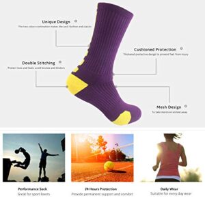 OLCHEE Boys Sock Basketball Soccer Hiking Ski Athletic Outdoor Sports Thick Calf High Elite Crew Sock 8 Pack B, Size M