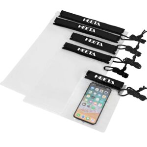 heeta 5-pack clear waterproof dry bag, water tight cases pouch dry bags for camera mobile phone maps, kayaking boating document holder (black)