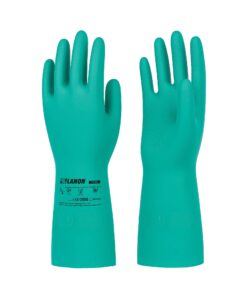 lanon 3 pairs nitrile chemical resistant gloves, reusable heavy-duty rubber gloves, acid, alkali & oil protection, non-slip, large