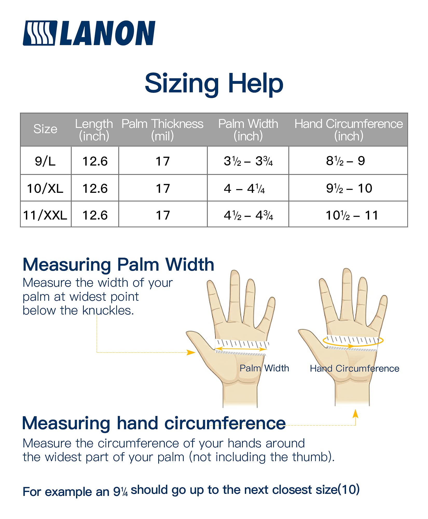 LANON 3 Pairs Nitrile Chemical Resistant Gloves, Reusable Heavy-Duty Rubber Gloves, Acid, Alkali & Oil Protection, Non-Slip, Large