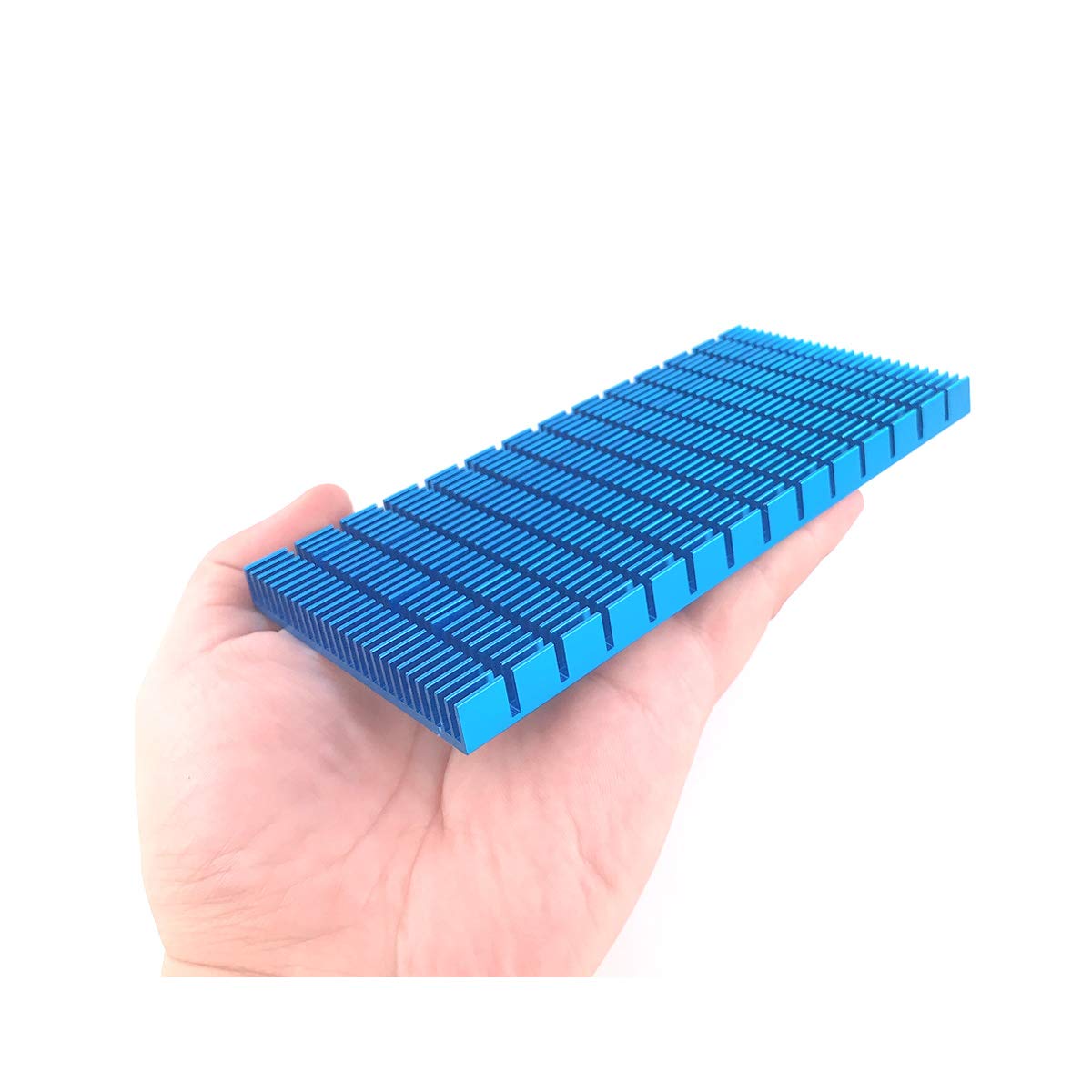 Aluminum Heat Sink 150mm x 74mm x10mm/ 5.9 x 2.91 x 0.39 inch Blue Heatsinks Module Cooler Fin Heat Board Cooling for Amplifier Transistor Semiconductor Devices Blue Tone