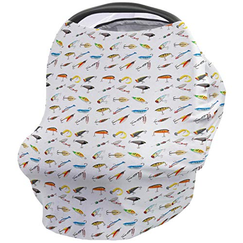 Nursing Cover for Breastfeeding Scarf Super Soft Cotton Multi Use for Baby Car Seat Covers Canopy Shopping Cart Cover Blanket Stroller Cover-Fishing Hook