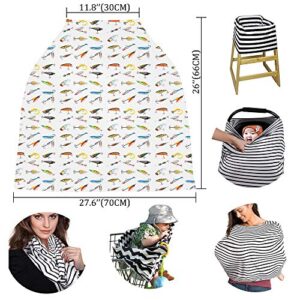 Nursing Cover for Breastfeeding Scarf Super Soft Cotton Multi Use for Baby Car Seat Covers Canopy Shopping Cart Cover Blanket Stroller Cover-Fishing Hook