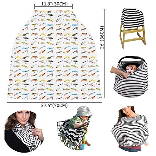 Nursing Cover for Breastfeeding Scarf Super Soft Cotton Multi Use for Baby Car Seat Covers Canopy Shopping Cart Cover Blanket Stroller Cover-Fishing Hook