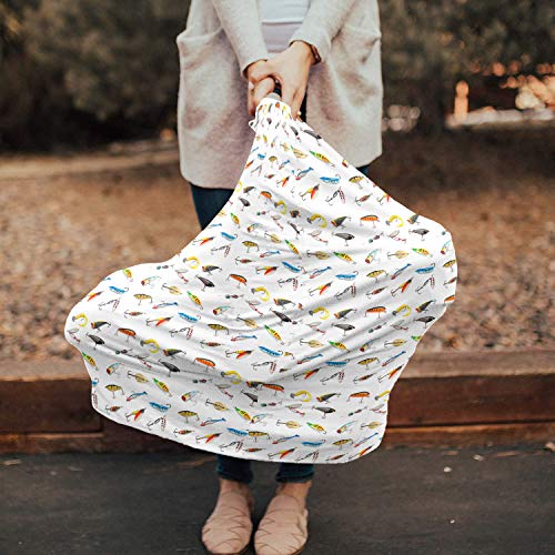 Nursing Cover for Breastfeeding Scarf Super Soft Cotton Multi Use for Baby Car Seat Covers Canopy Shopping Cart Cover Blanket Stroller Cover-Fishing Hook