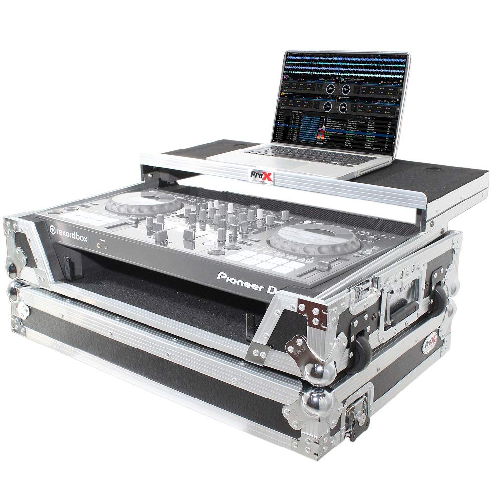 ProX XS-DDJ800 WLT Flight Case For Pioneer DDJ-800 Digital Controller W-Sliding Laptop Shelf and Wheels & 1U Rackspace