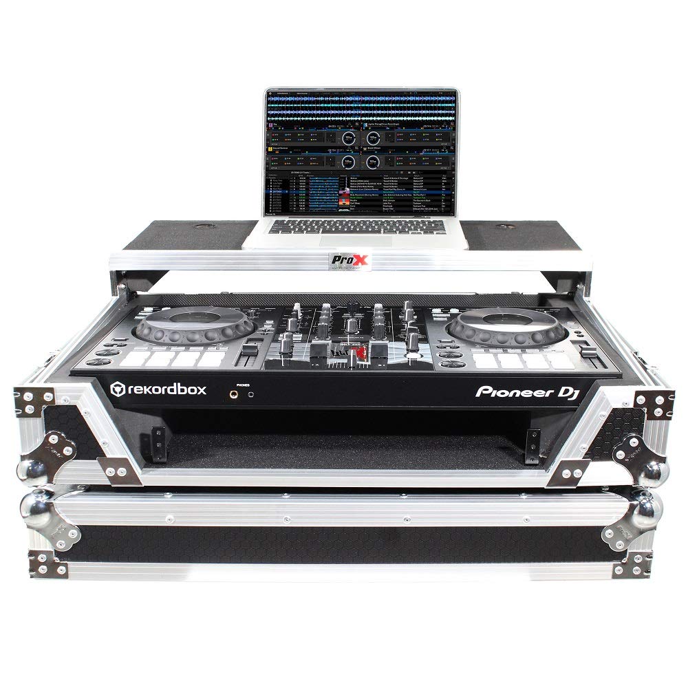 ProX XS-DDJ800 WLT Flight Case For Pioneer DDJ-800 Digital Controller W-Sliding Laptop Shelf and Wheels & 1U Rackspace