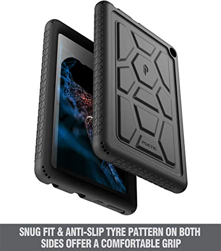 Poetic TurtleSkin Case Designed for All-New Kindle Fire HD 8 Tablet and Fire HD 8 Plus Tablet (10th Gen, 2020 Release), Heavy Duty Shockproof Kids Friendly Silicone Bumper Protective Case Cover, Black