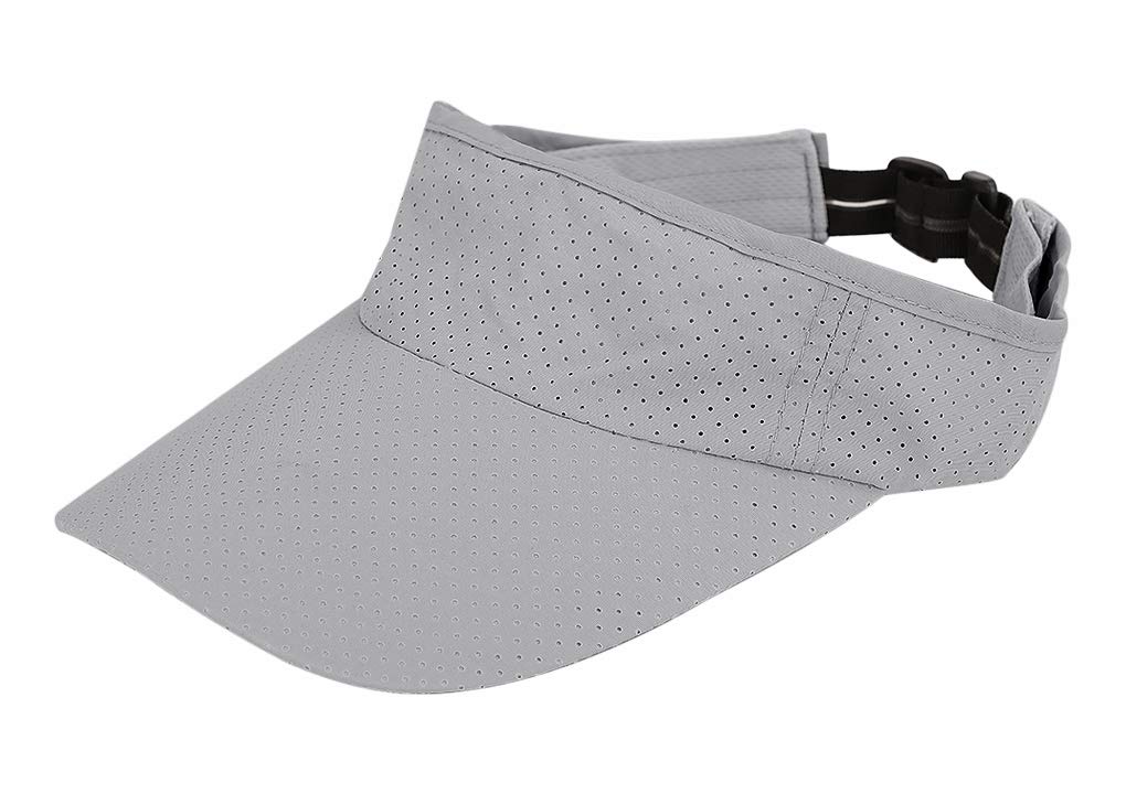 Holiberty Light Grey Sun Visor for Unisex Adults, Quick Dry Mesh, UV Protection, Sports, Outdoor, Tennis, Golf, Baseball, Fishing Hat