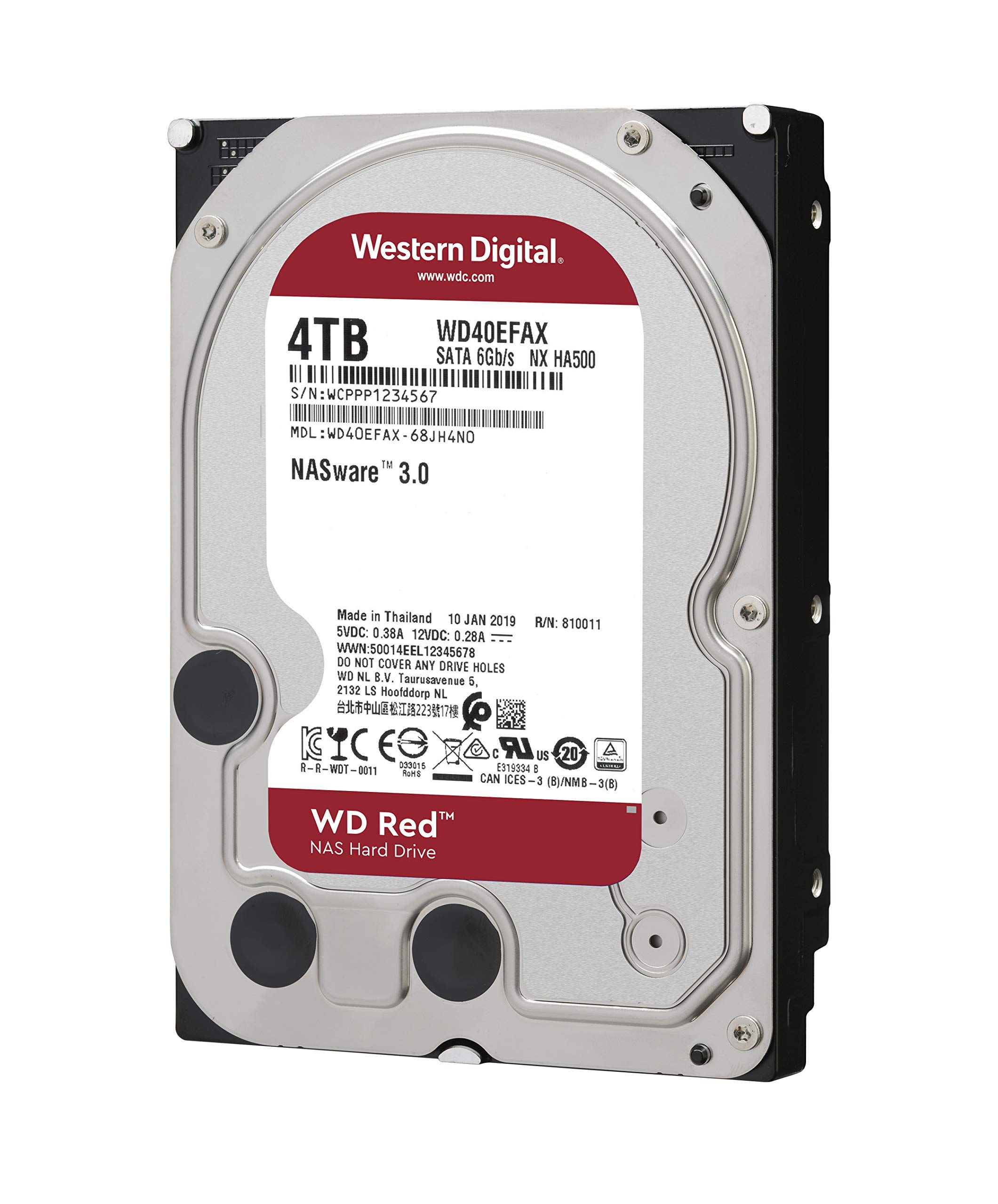 WD Red 4TB NAS Internal Hard Drive - 5400 RPM Class, SATA 6 Gb/s, SMR, 256MB Cache, 3.5" - WD40EFAX (Renewed)