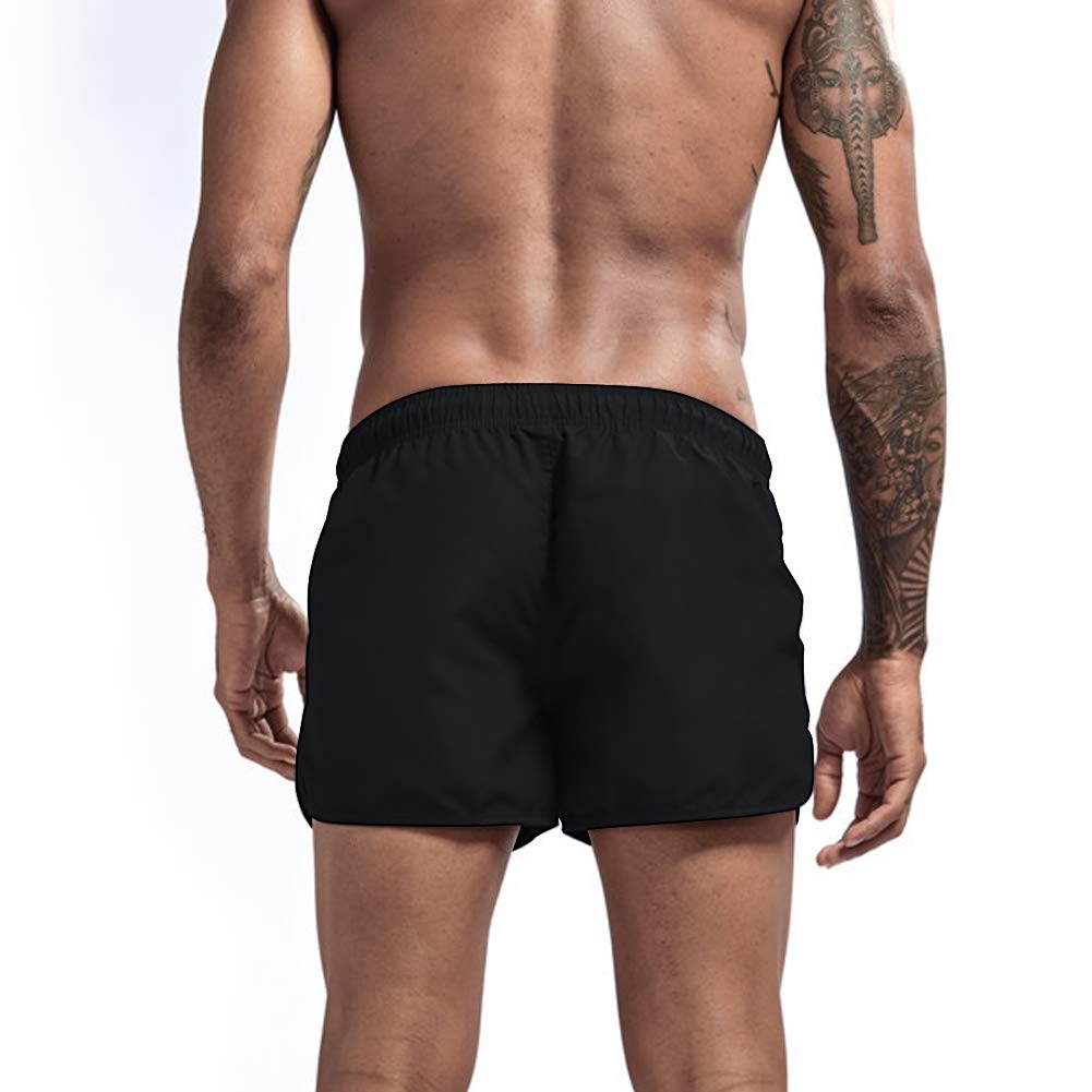 MICOZIFY Men's Gym Workout Shorts, 3" Bodybuilding Running Shorts, 3 inch Athletic Gym Shorts with Zipper Pockets Black