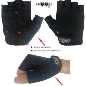 Half Finger Cycling Gloves Bike Gloves Bicycle Gel Padded Fingerless Cycle Gloves (Black, Small