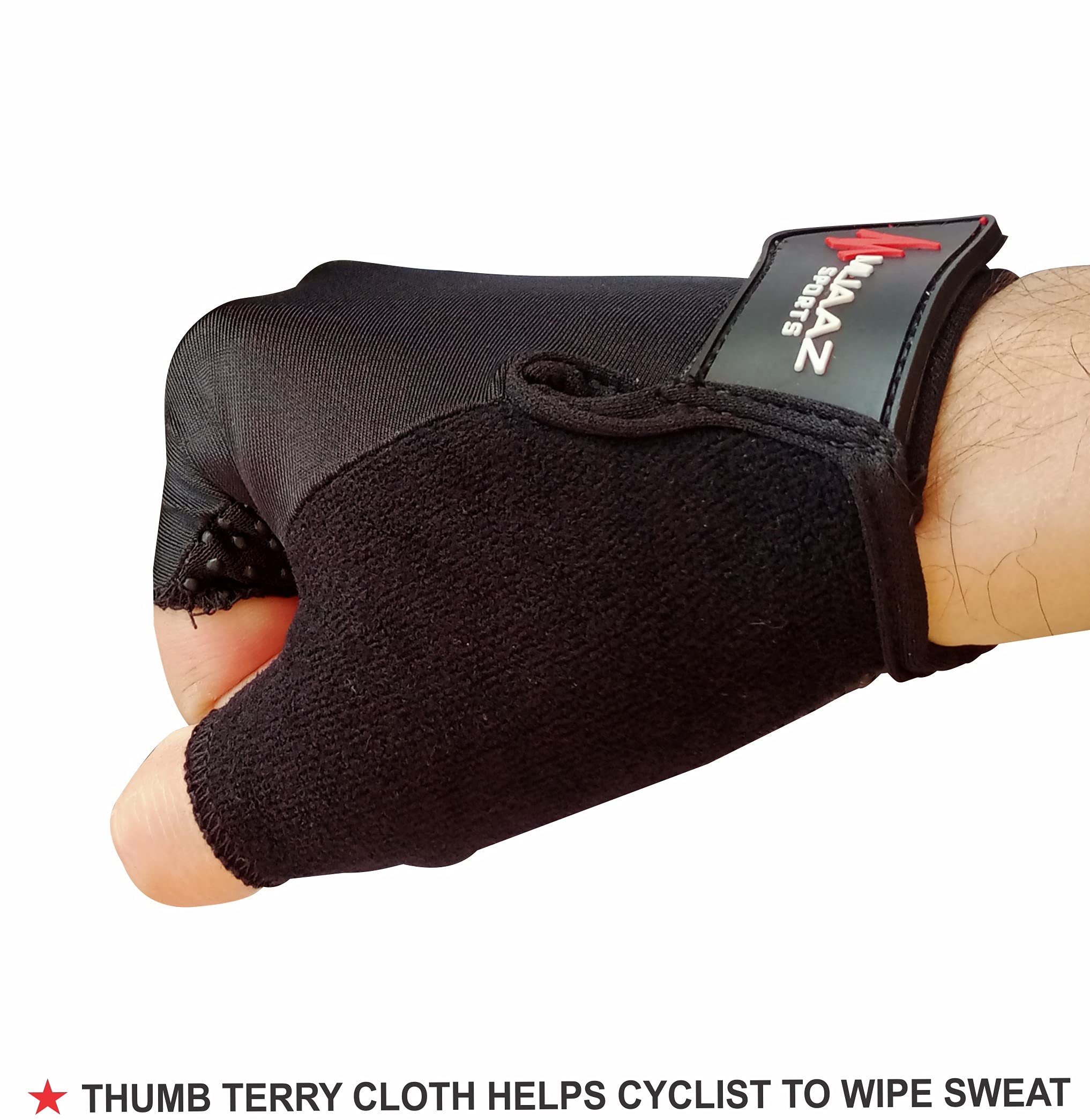 Half Finger Cycling Gloves Bike Gloves Bicycle Gel Padded Fingerless Cycle Gloves (Black, Small