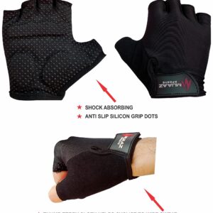 Half Finger Cycling Gloves Bike Gloves Bicycle Gel Padded Fingerless Cycle Gloves (Black, Small