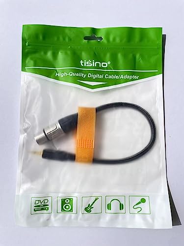 tisino XLR to 3.5mm Balanced Cable Adapter, Gold-Plated XLR Female to 1/8 inch Mini Jack Aux Mono Audio Cord for Shotgun or Condenser Microphones - 1ft