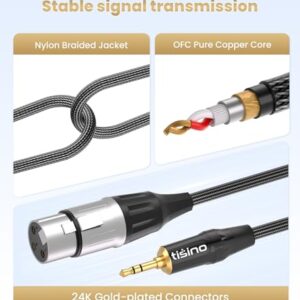 tisino XLR to 3.5mm Balanced Cable Adapter, Gold-Plated XLR Female to 1/8 inch Mini Jack Aux Mono Audio Cord for Shotgun or Condenser Microphones - 1ft