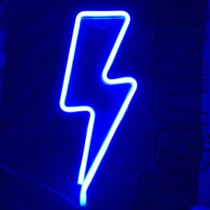 blue lightning bolt wall light,led lightning bolt neon sign decor light wall decor for christmas,birthday party,kids room, living room, wedding party decor