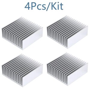 Awxlumv 4PCS 50mm Aluminum Heatsink Kit 50x50x20mm/ 1.57" (L) x 1.57"(W) x 0.79"(H) Heat Sink Cooler for GPU CPU Peltier Plate Module Router Amplifier Led Chipset Heat Radiator Cooling Fin (Sliver)