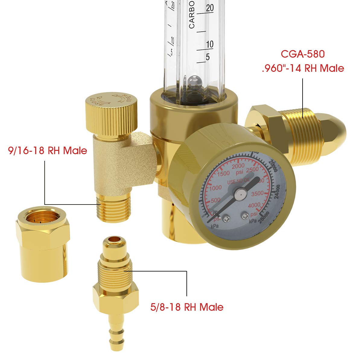 Yeswelder Argon/CO2 Mig Tig Flow Meter Gas Regulator Gauge Welding Weld