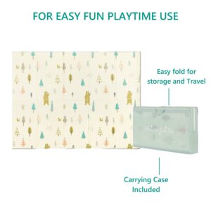 Dream On Me Play Time Reversible Baby Play Mat Foldable Extra Large Thick Foam Crawling Playmats for Toddlers Waterproof Portable Playmat Yoga/Picnic/Game Mat Indoor/Outdoor, Cloud and Jungle Bear