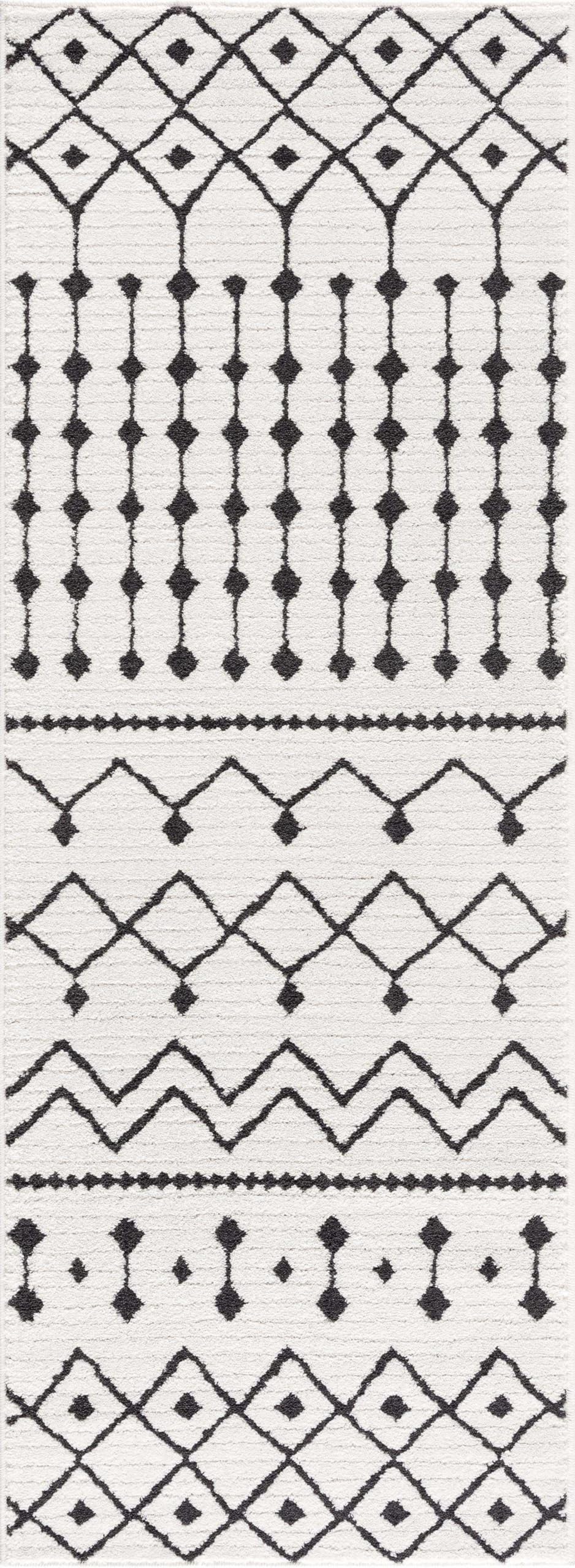 Hauteloom Ringwood 8' 10" x 12' Moroccan Farmhouse Shag - Black, Charcoal, White Bohemian Area Rug - Rectangle - Polypropylene and Polyester Blend