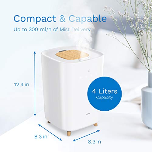 hOmeLabs Cool Mist Ultrasonic Mini Humidifier for Tabletop - 4 Liter Capacity with 40 Hour Run Time - Great for Bedroom, Baby Nursery, Plants and More