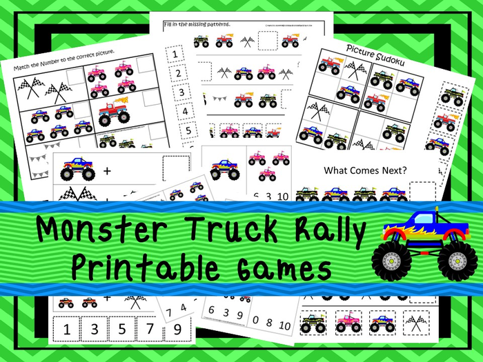 30 Printable Monster Truck Rally Games and Activities