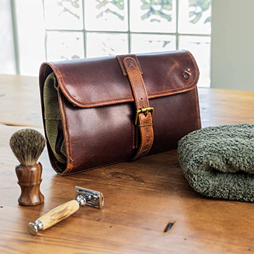 moonster Hanging Toiletry Bag for Men & Women, Leather Toiletry Bag for Men, Mens Toiletry Bags for Traveling, Hanging Travel Toiletry Bag, Mens Travel Bag Toiletry, Dopp Kit Shower Bags for Men