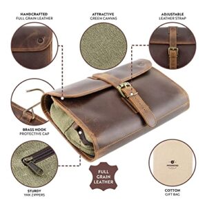 moonster Hanging Toiletry Bag for Men & Women, Leather Toiletry Bag for Men, Mens Toiletry Bags for Traveling, Hanging Travel Toiletry Bag, Mens Travel Bag Toiletry, Dopp Kit Shower Bags for Men