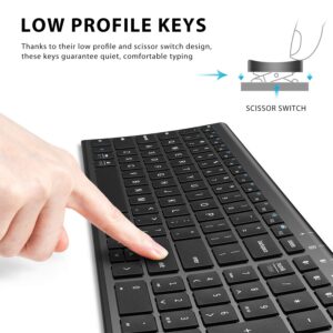 iClever Wireless Keyboard GKA22S Rechargeable Keyboard with Number Pad, Full-Size Stainless Steel Ultra Slim Keyboard, 2.4G Stable Connection Wireless Keyboard for iMac, Mackbook, PC, Laptop