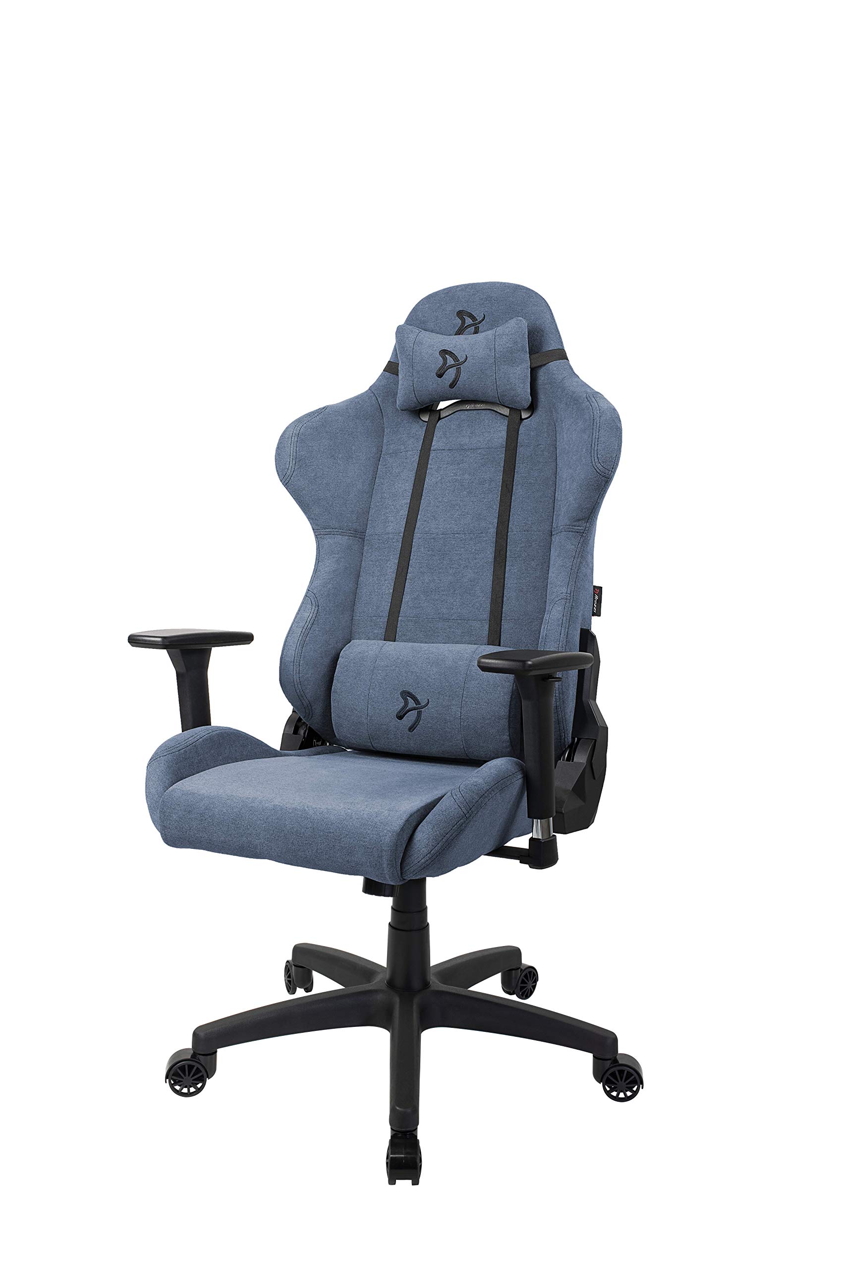 Arozzi Torretta Premium Soft Fabric Gaming Chair, Breathable Fluid-Repellent Ergonomic Office Chair with Adjustable Height, 3D Armrest & 2 Supportive Pillows (Blue)