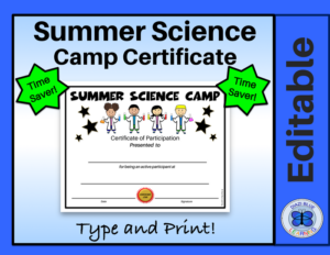 summer science camp certificate - young scientists