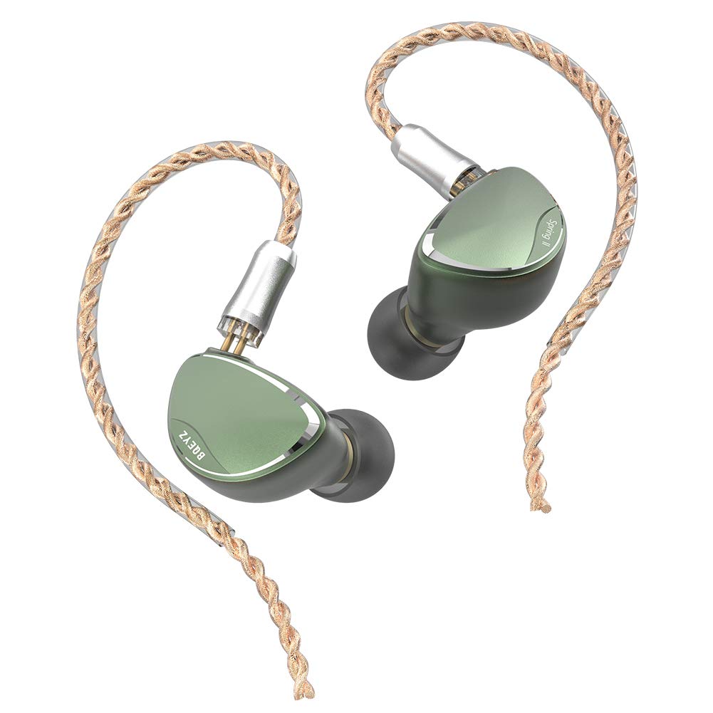 KyaMuc BQEYZ Spring2 HiFi in-Ear Monitor,IEM Equipped Advanced Hybrid Triple BA Dynamic Driver with Detachable Cable for Noise Isolation Audiophiles Musicians (Green)