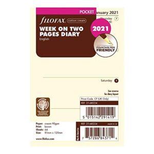 filofax 2021, pocket, week to view, paper cream, english (c68224-21), c68224-2021