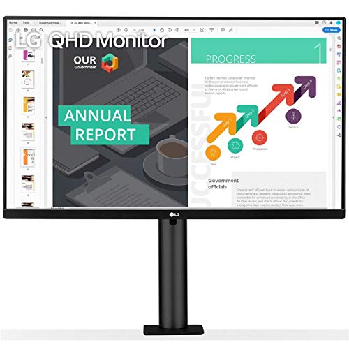 LG 27QN880-B 27" QHD (2560x1440) Ergo IPS Monitor with HDR 10 Compatibility and USB Type-C Connectivity, Black