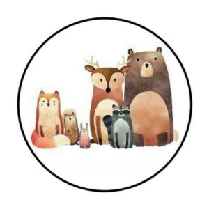 without brand set of 48 envelope seals labels woodland animals 1.2" round adhesive sticker