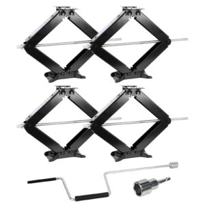 weize rv trailer camper stabilizer leveling scissor jacks with handle-24-7500lbs - set of 4