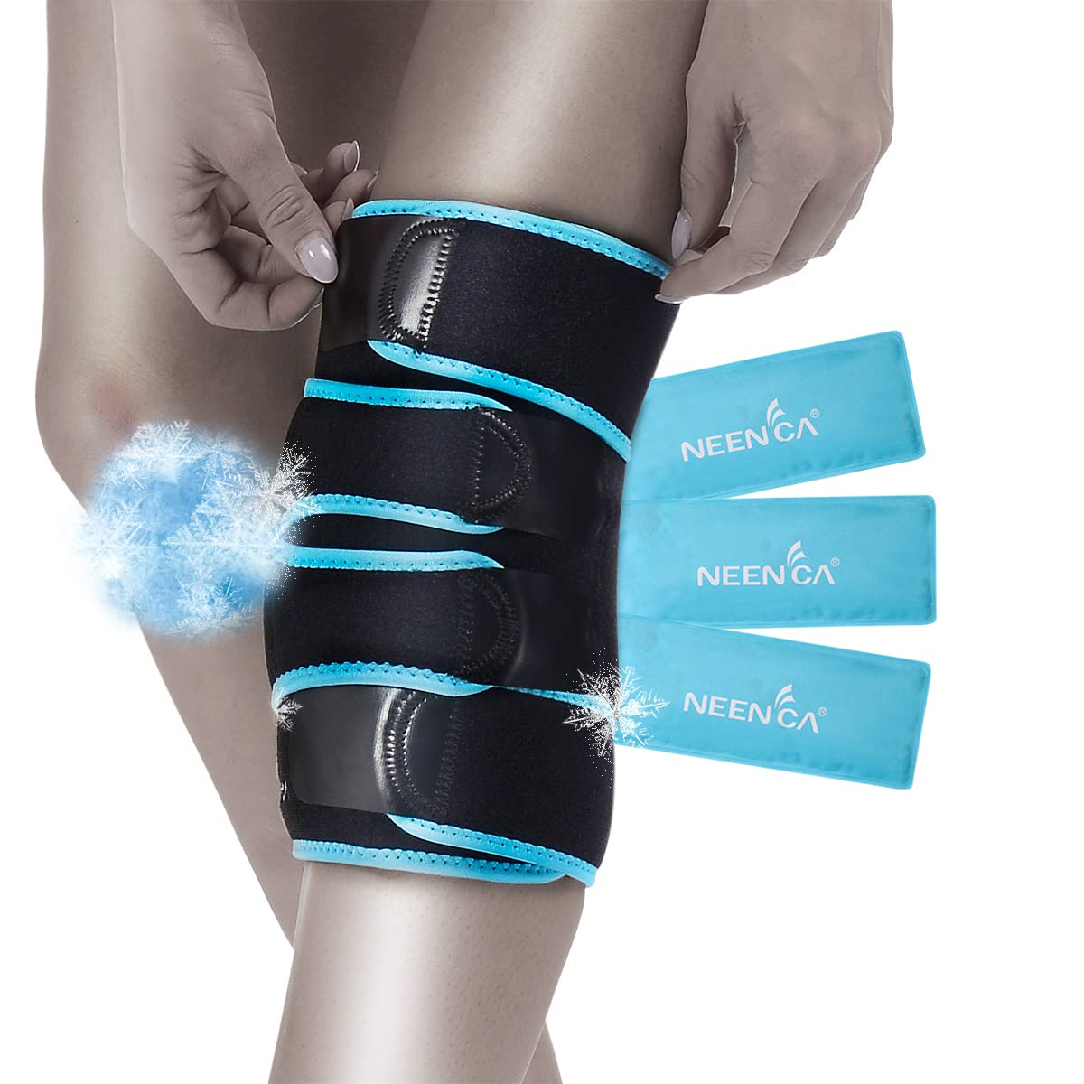 NEENCA Knee Brace with Ice Pack Wrap, Medical Knee Wrap with 3 Reusable Gel Packs, Hot & Cold Therapy for Meniscus Tear, Joint Pain, Knee Pain Relief, Knee Surgery, Sprain & Swelling- FSA/HSA Approved